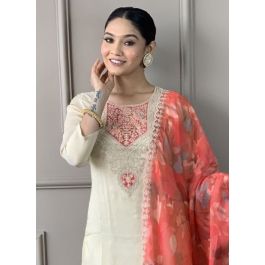 DESIGNER CHANDERI 1147 Salwar Suits Set of 6 by DESI MUSE - Catalog # 58702